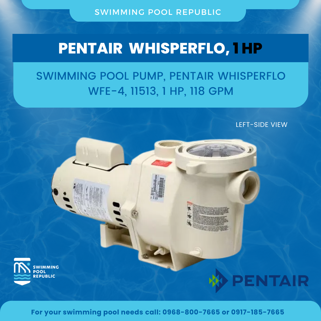 SWIMMING POOL PUMP, PENTAIR WHISPERFLO WFE-4, AP11513, 1 HP, 118 GPM ...