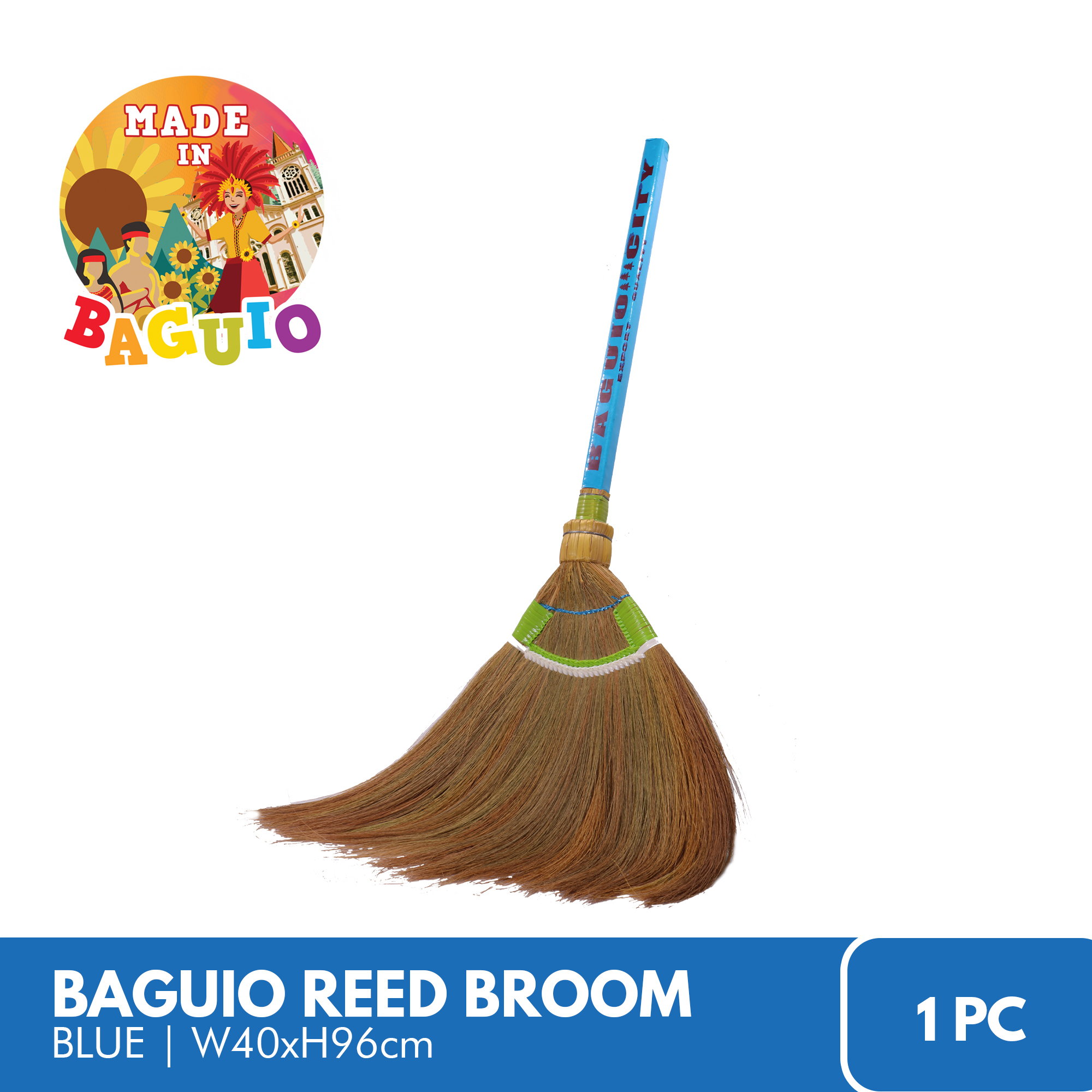 Baguio Reed Broom, Walis Tambo | Blue | Made From Grass & Wooden Handle ...
