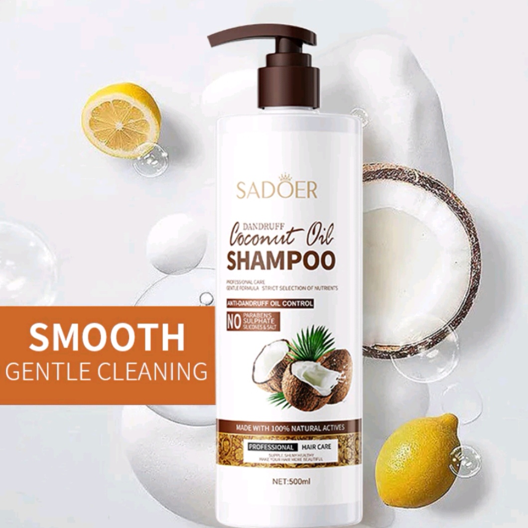 Coconut Oil Shampoo Anti-Dandruff Refreshing Control Oil Fluffy Repair Frizz Hair Shampoo 500ml ...