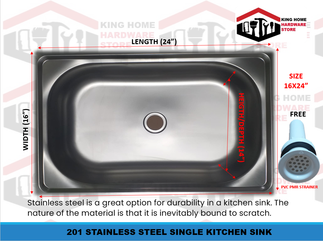 201 STAINLESS STEEL SINGLE BOWL KITCHEN SINK W/ FREE PMR SINK STRAINER ...