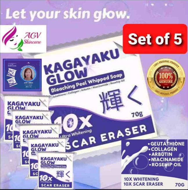 KAGAYAKU GLOW. BLEACHING PEEL WHIPPED SOAP. 10X SCAR ERASER. 70G ...