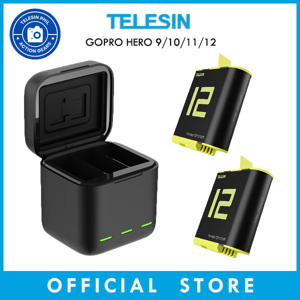 TELESIN Charging Box Battery and MicroSD Storage Charger with 2 Pieces ...