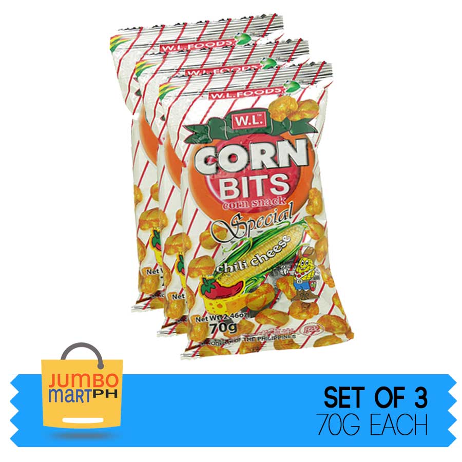 W.L. FOODS CORN BITS CORN SNACKS CHILI CHEESE FLAVOR 70G / SET OF 3 ...