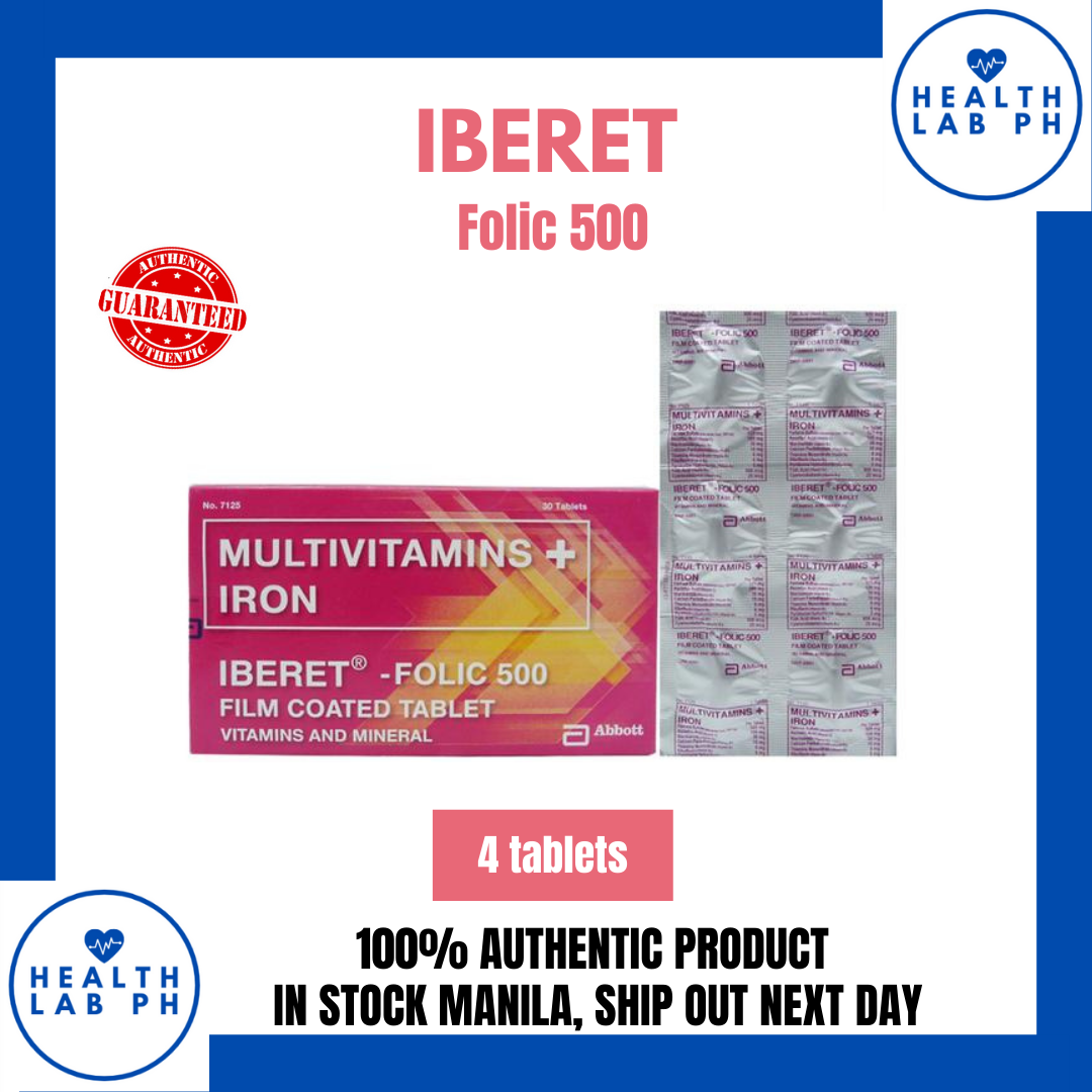 IBERET Folic 500 Tablet, by 4's by Healthlab | Lazada PH