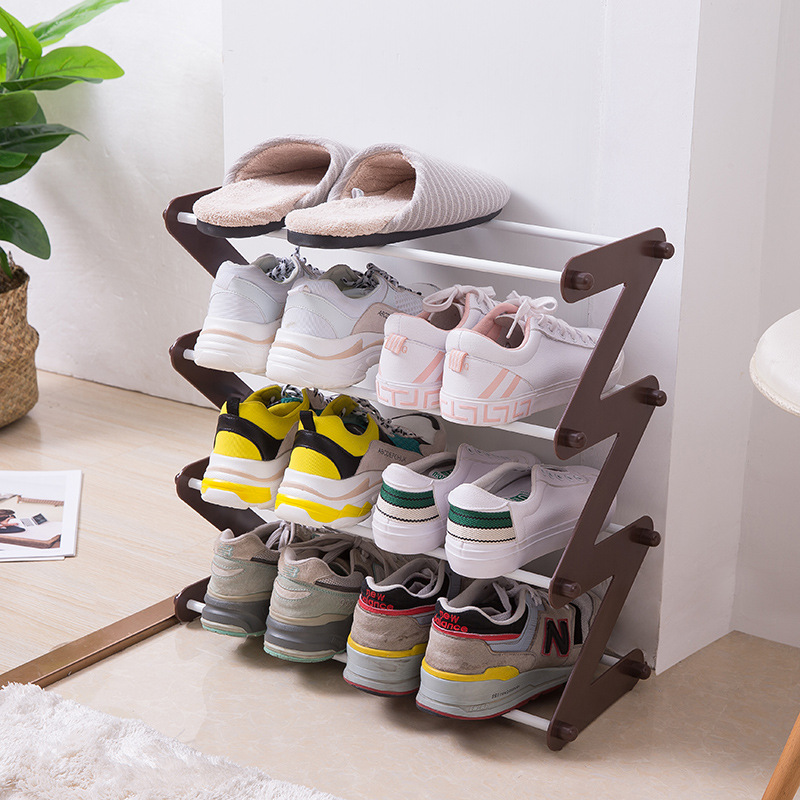 LHK 4Layer Shoe Rack Zigzag Lightweight Z-Style Rack Bedroom/Receiving ...