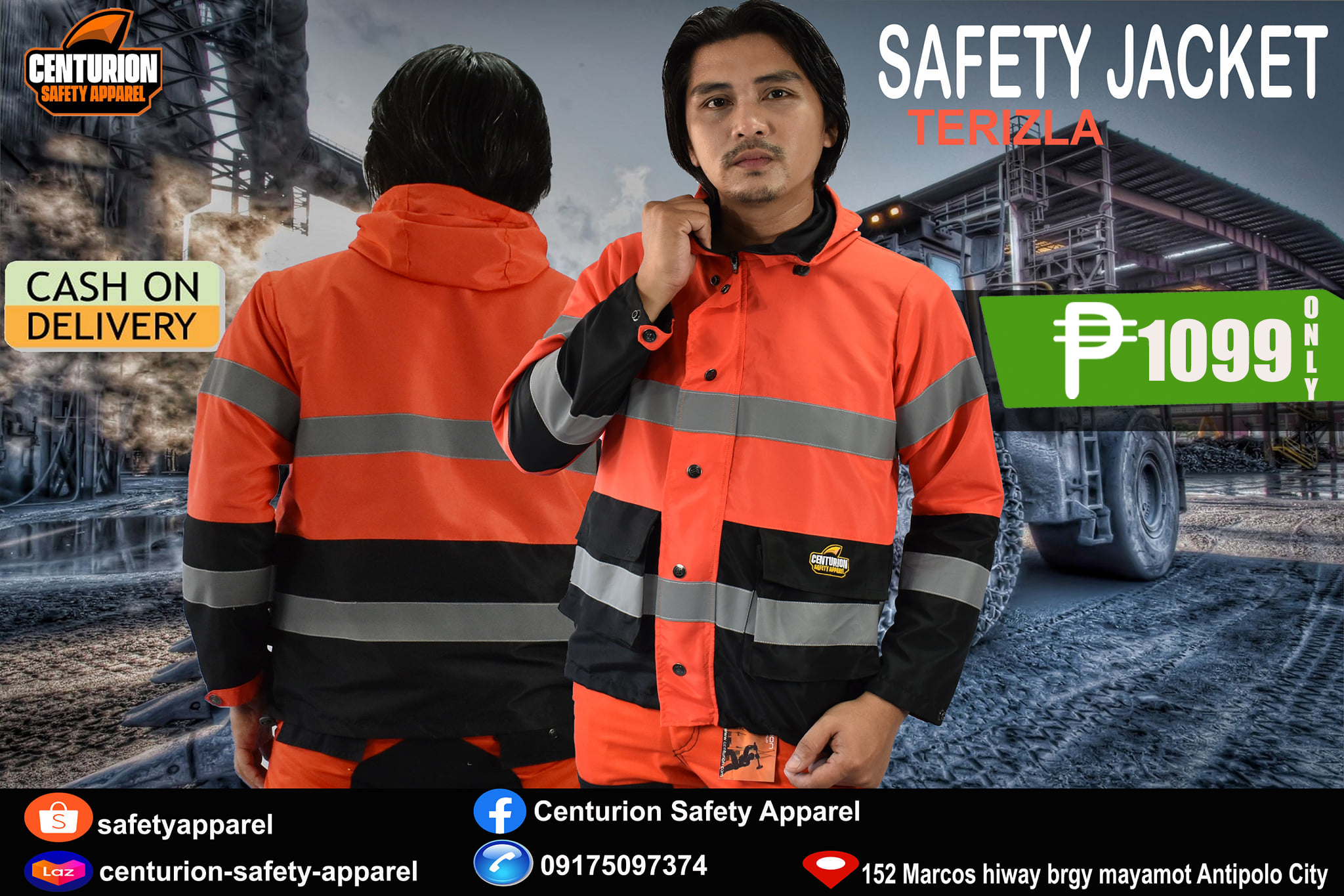 Reflectorize Terizla Safety jacket water repellant with hood | Lazada PH