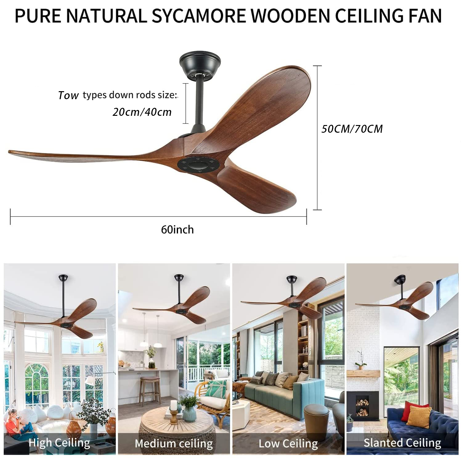 CHNT Nordic Ceiling Fan 42 Inch Modern Industrial Ceiling Fan With ...