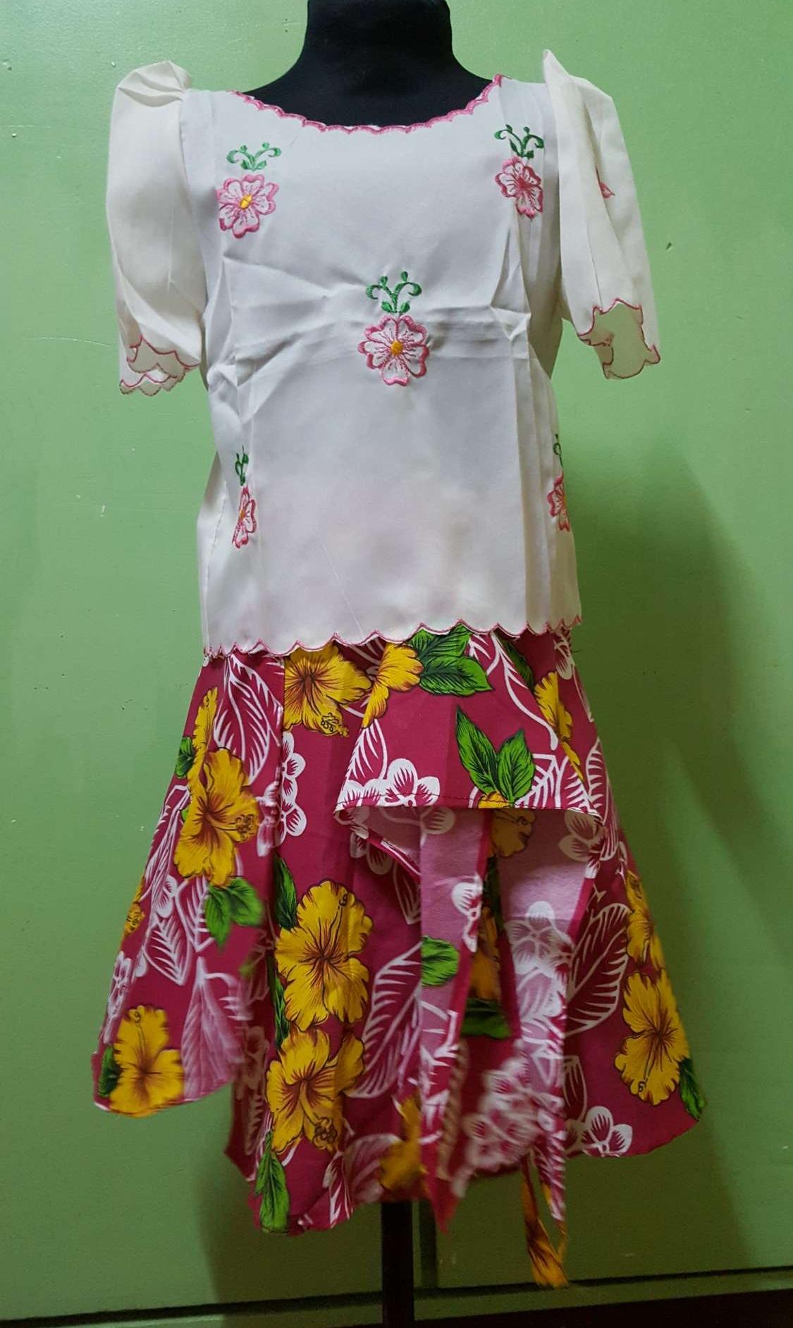 Baro at Saya for kids-Filipiniana costume in floral patajong (skirt ...