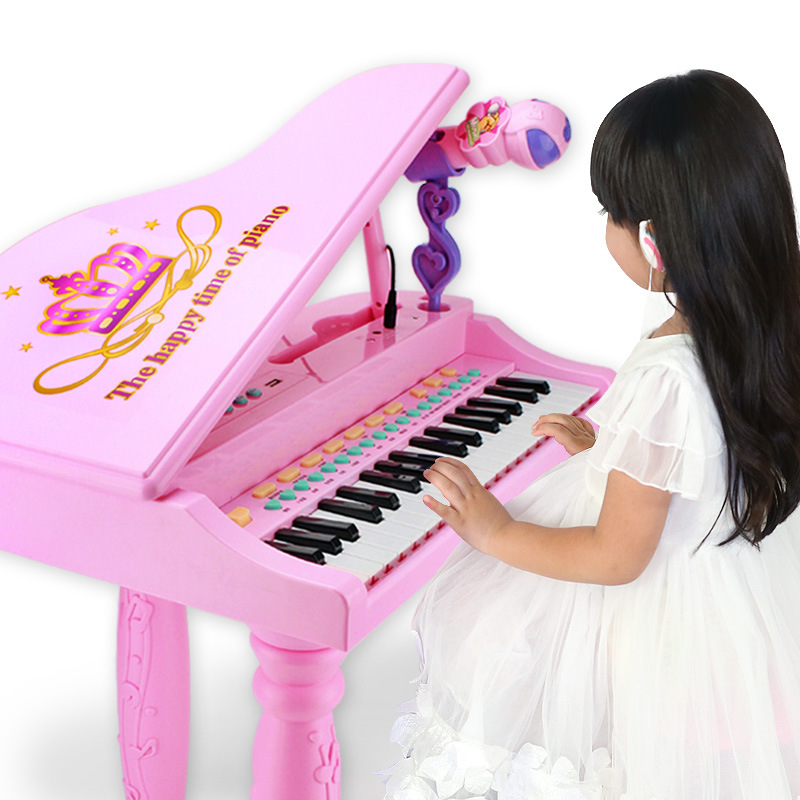 battery and electric toy piano 37 keys with microphone and chair with ...