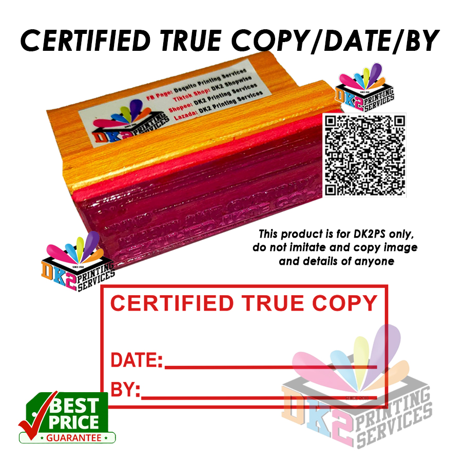 CERTIFIED TRUE COPY 2x1 inches Customized Rubber Stamp Wood Handle ...
