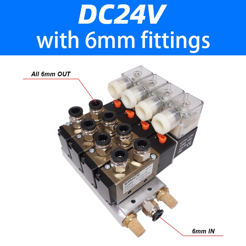4V310-10 DC24V 12V 2 Positions 5 Way Quadruple Solenoid Valve Aluminum ...