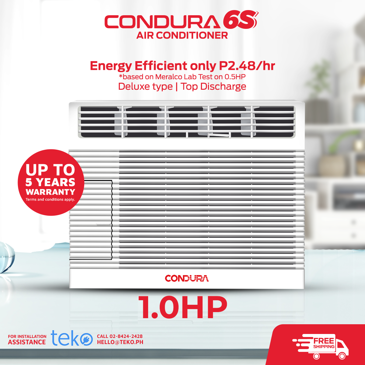 Condura 6s 1.0Hp Window Type Low energy Air Conditioner with Energy ...