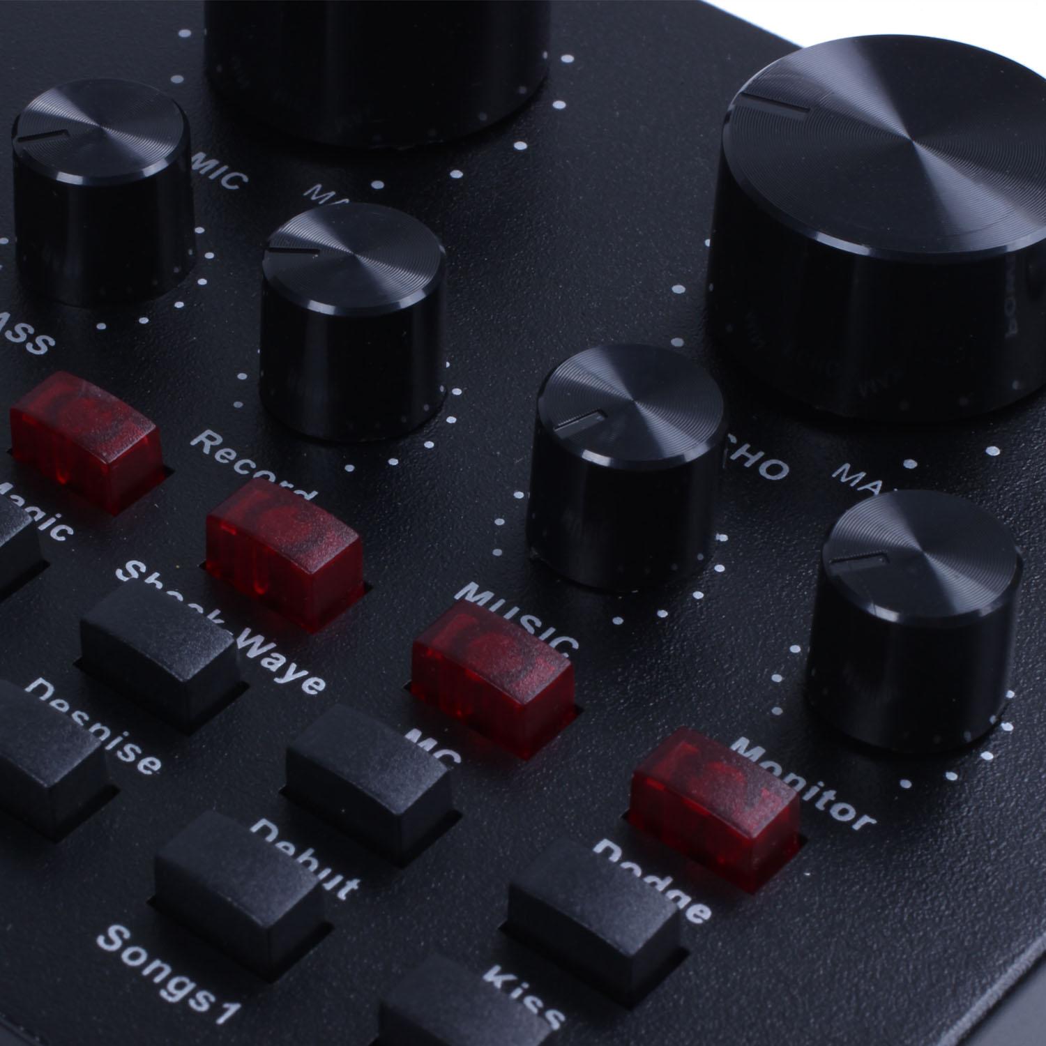 V8 Sound Card Audio Interface External Usb Live Broadcast Microphone ...