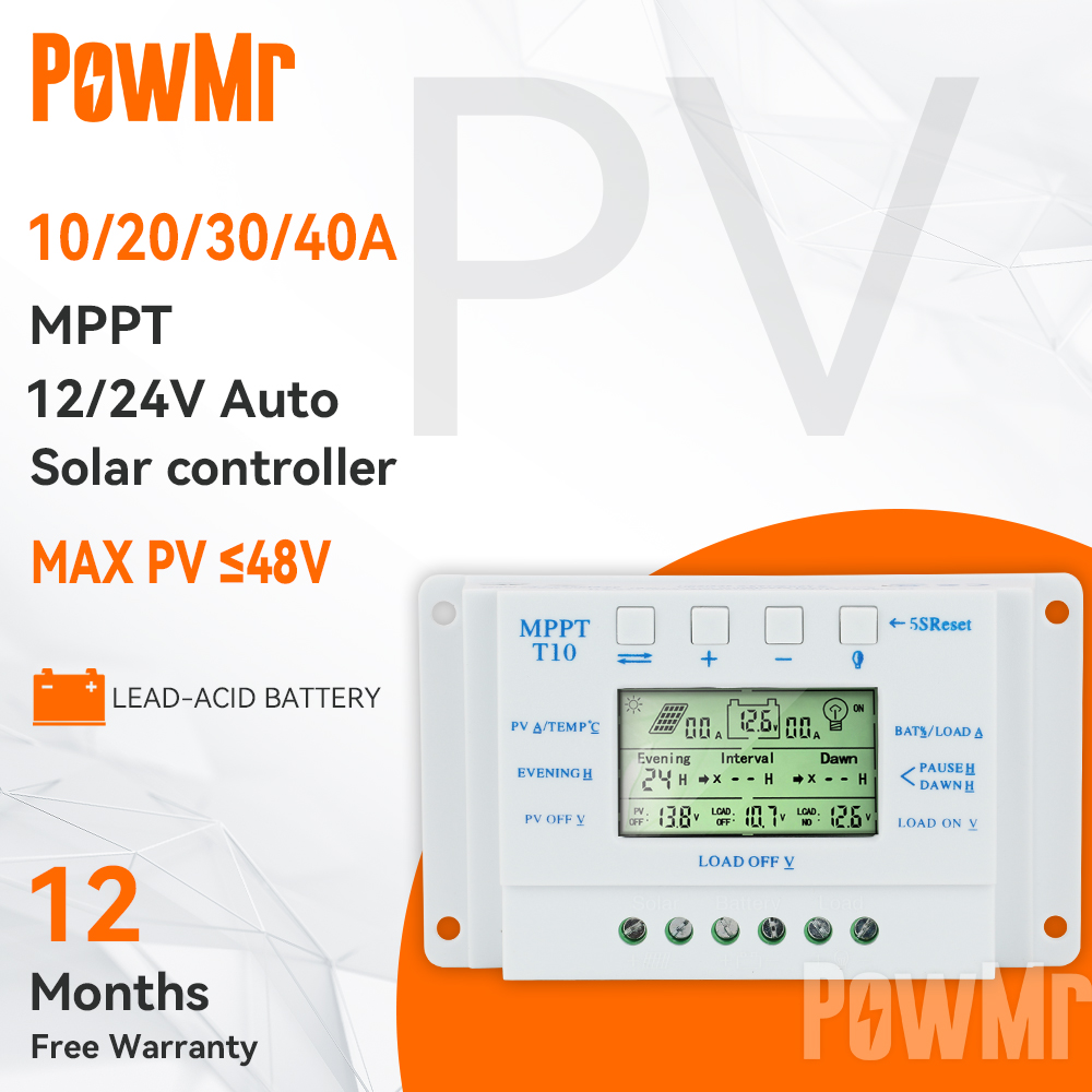 PowMr MPPT Solar Charge Controller 0 Layer 10A 20A 30A 40A 12V/24V Auto ...