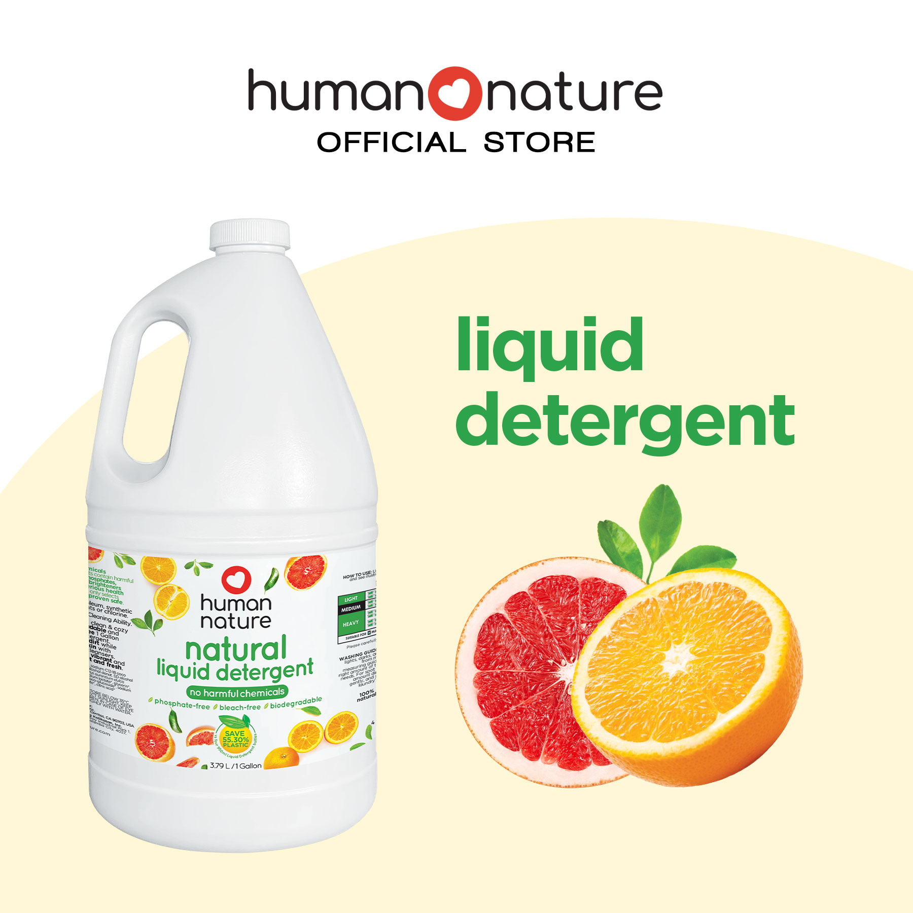 Human Nature Natural Liquid Detergent 1 gallon (No Harmful Chemicals ...