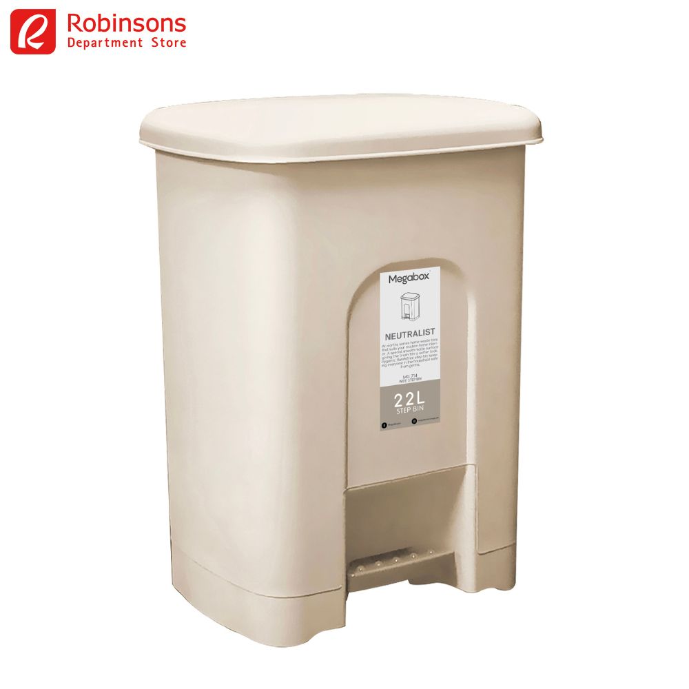 Megabox 22L Neutralist Wide Step Trash Bin (Beige) | Lazada PH