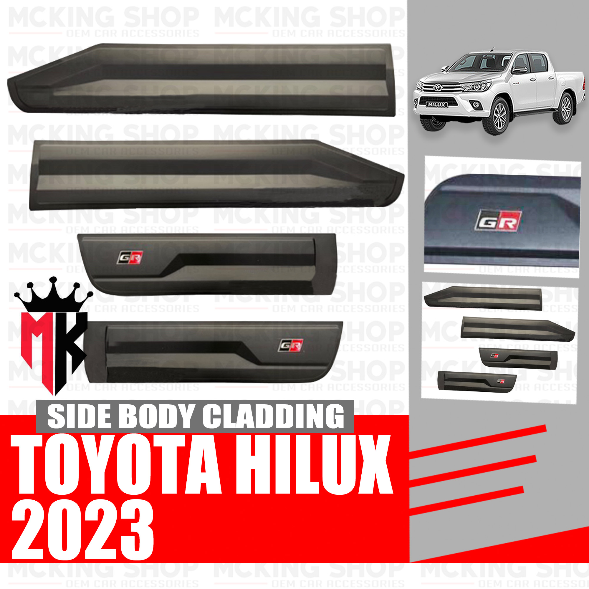 Toyota Hilux Revo / Rocco 2023 Side Door Body Cladding with GR Badge ...