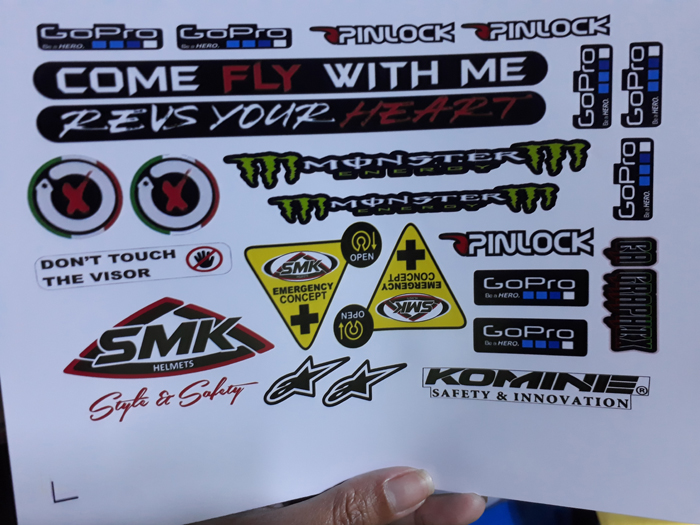 HELMET VISOR STICKER SET ( SMK ) HIGH QUALITY LAMINATED VINYL ...