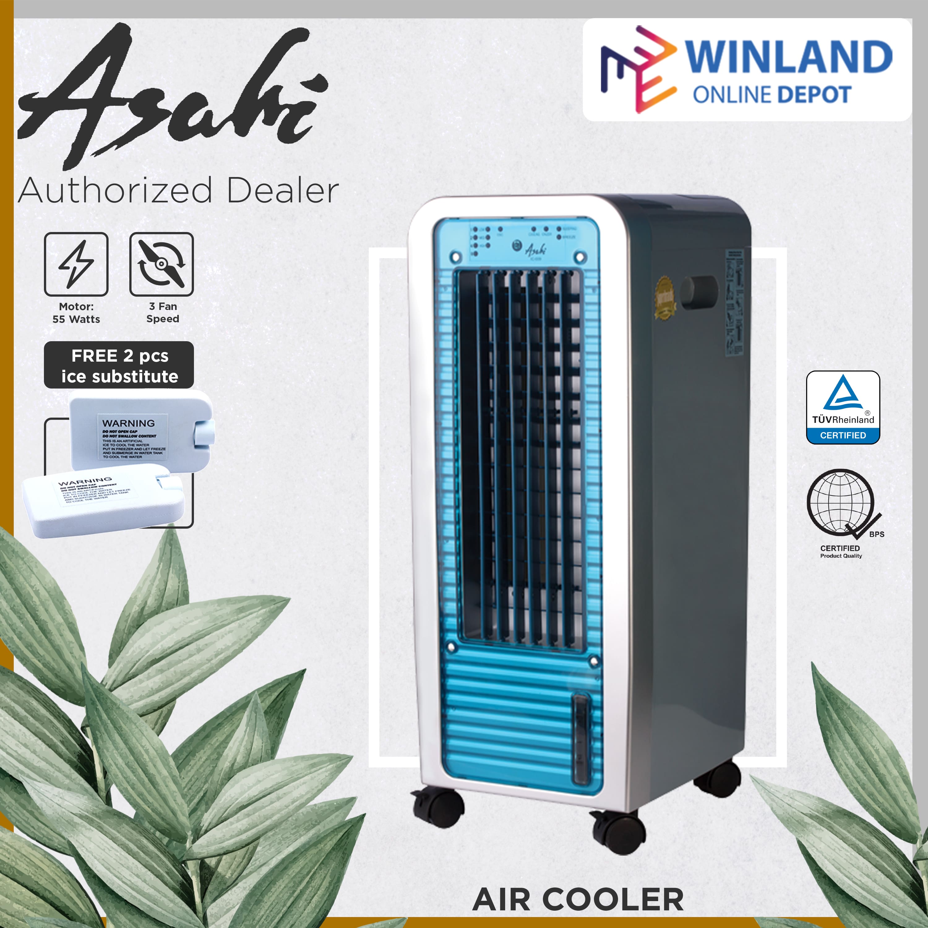ASAHI by Winland Cooling Fan | Air Cooler with Ionizer Ice Fan | Tower ...
