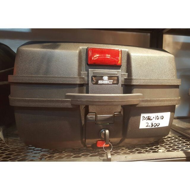 Orig SEC 32L Top Box w metal base plate bracket and back rest motobox ...