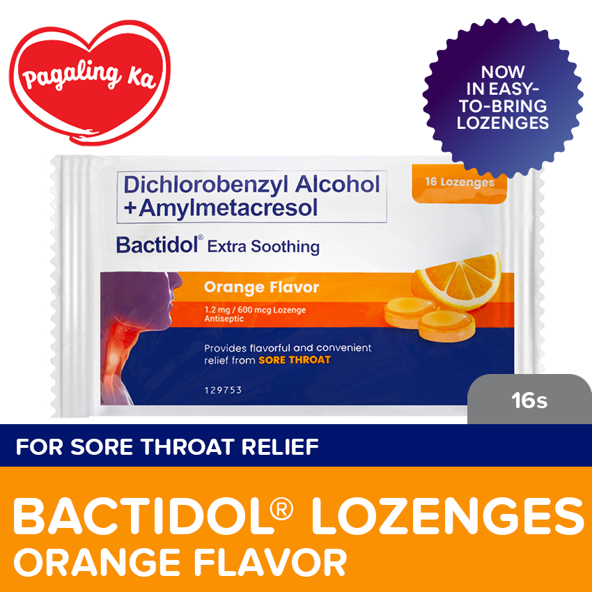 Bactidol Extra Soothing Orange Lozenge 16pcs for On-The-Go, Sore Throat ...