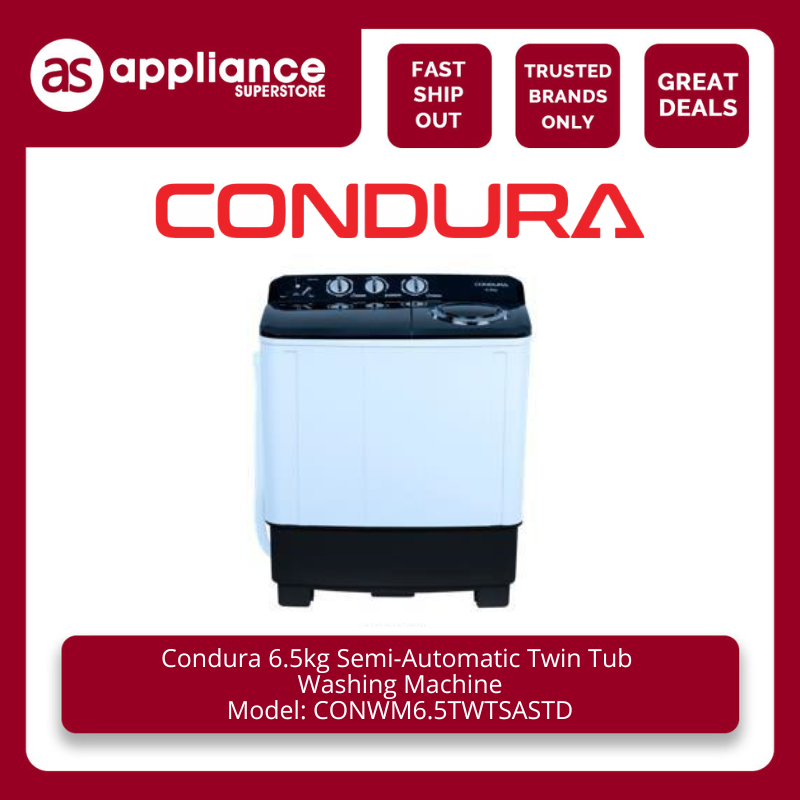 Condura 6.5kg Semi-Automatic Twin Tub Washing Machine CONWM6.5TWTSASTD ...