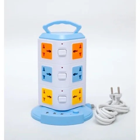 2500W Vertical Tower 1.8M Extension Cord Power Socket Station with 3 ...