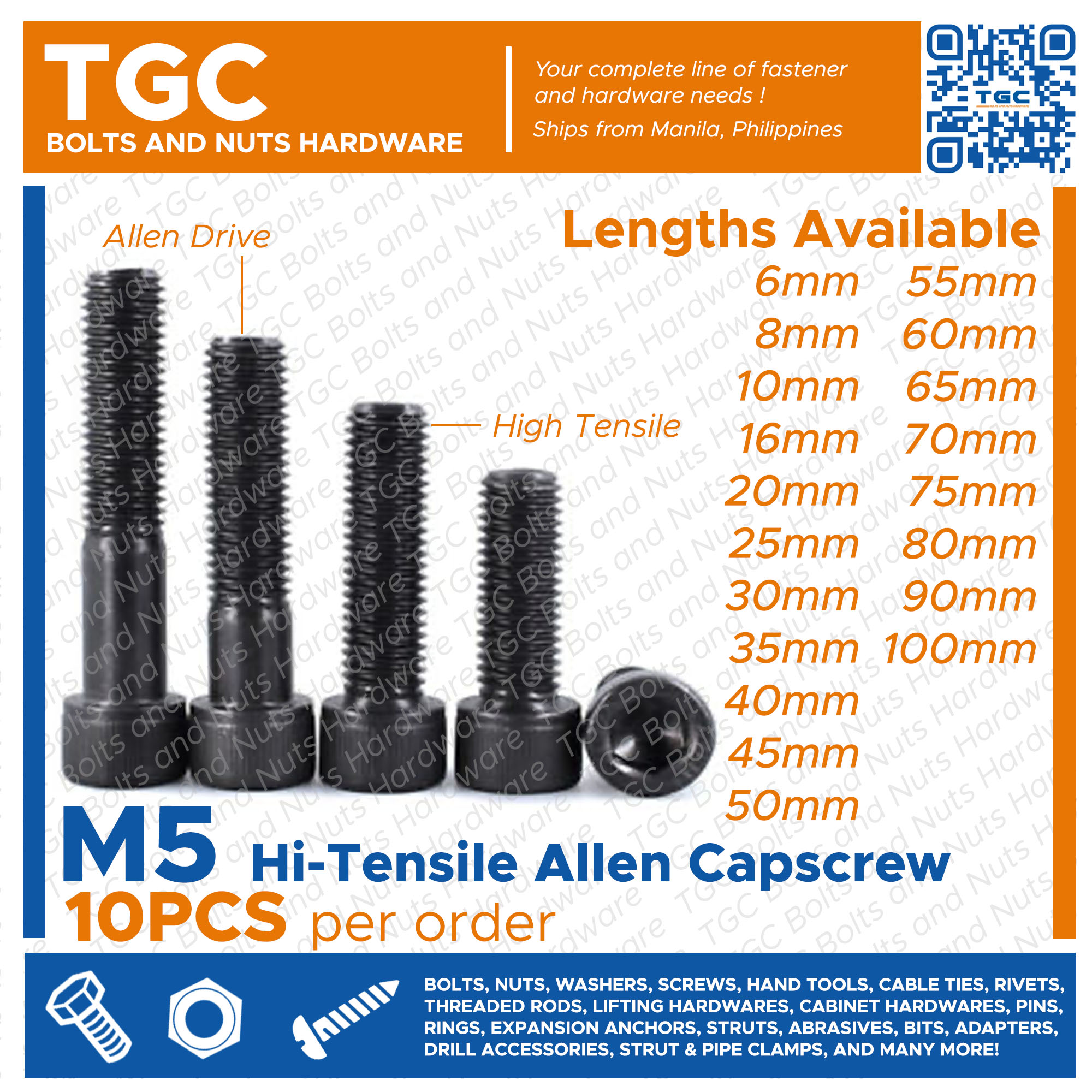 TGC 10PCS M5 ( 5MM ) Allen Capscrew | Socket Head Cap Screw | Allen ...
