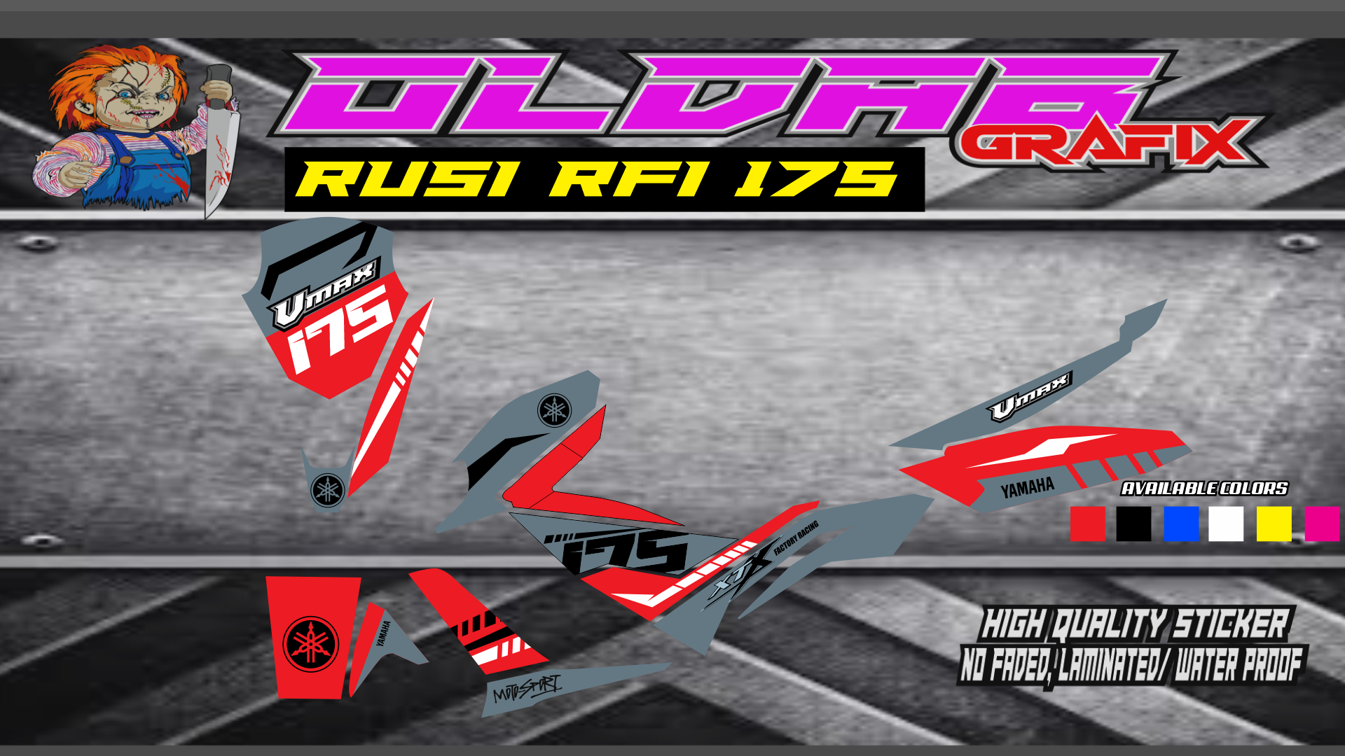 RUSI RFI 175 STICKER DECALS, FULL BODY DECALS, RED x GREY- 166 | Lazada PH