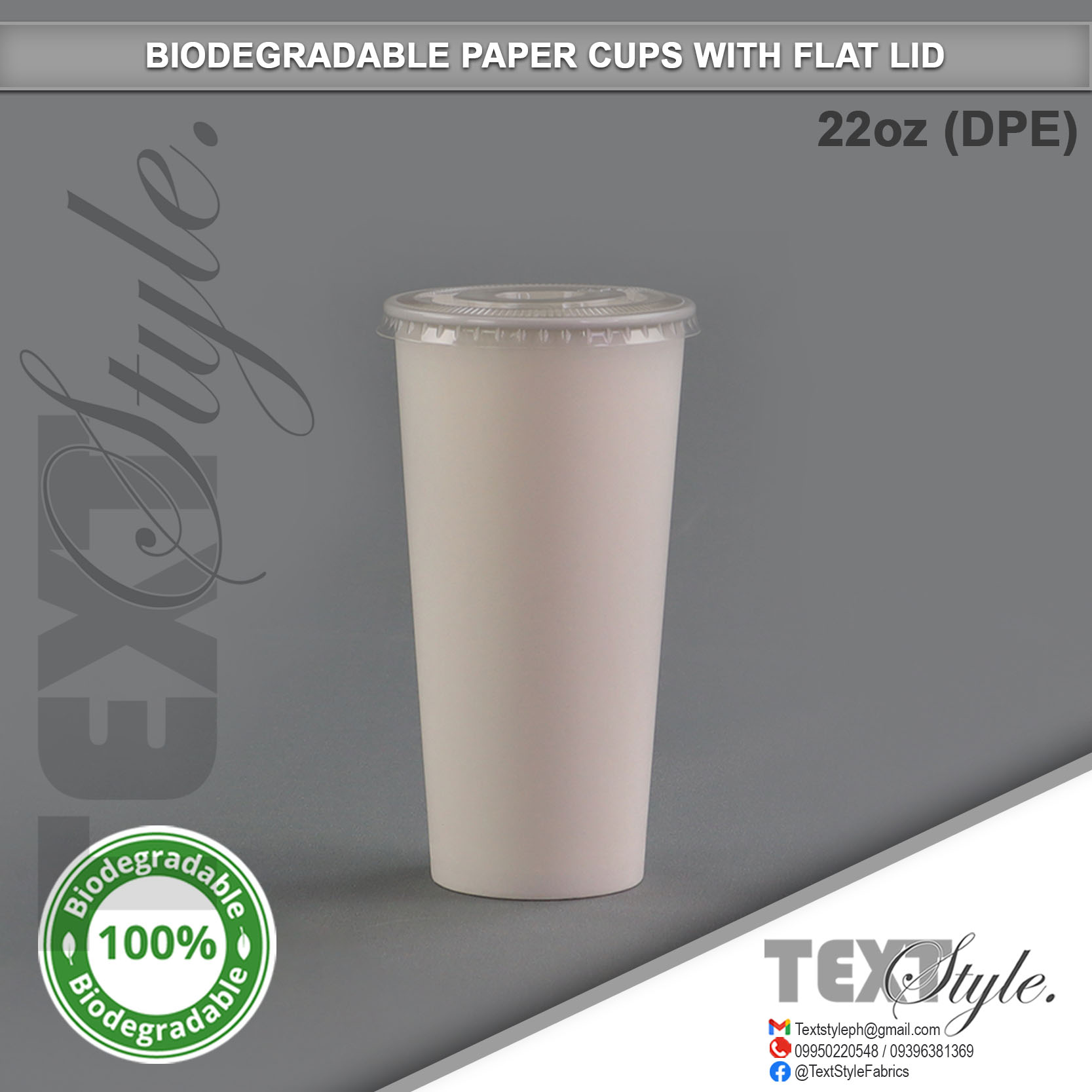 Textstyle Biodegradable Disposable Plain White Paper Cups Beverage Cup ...