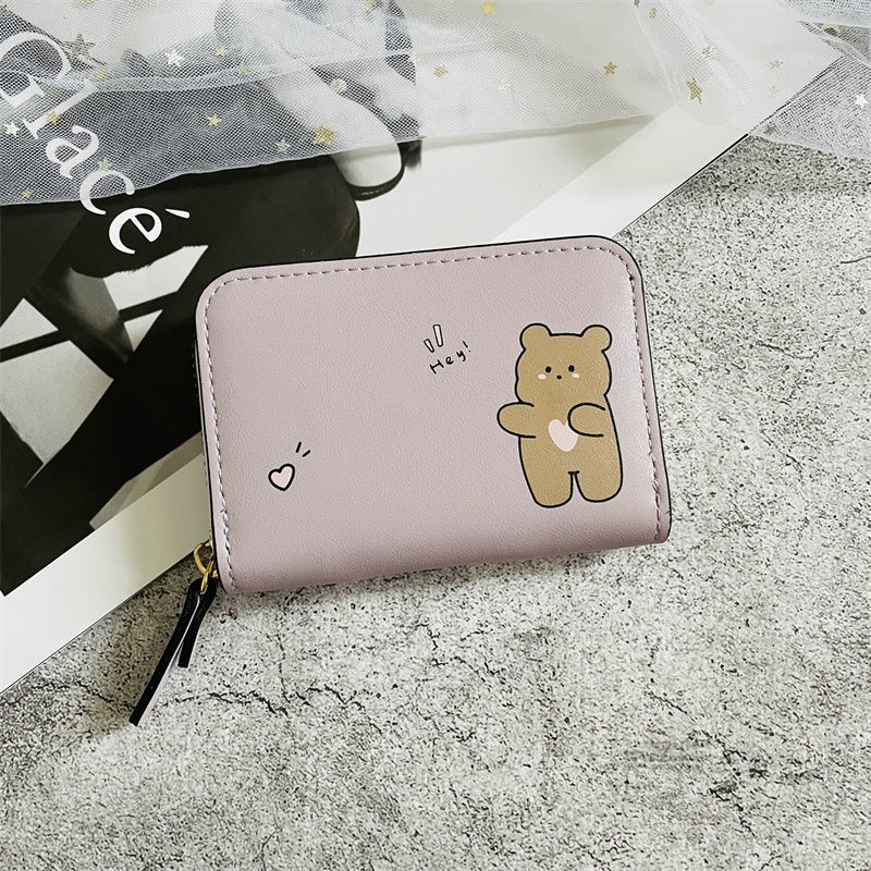 Women Cute Cartoon Wallet Animal Print Wallet Small Zipper Girl PU ...