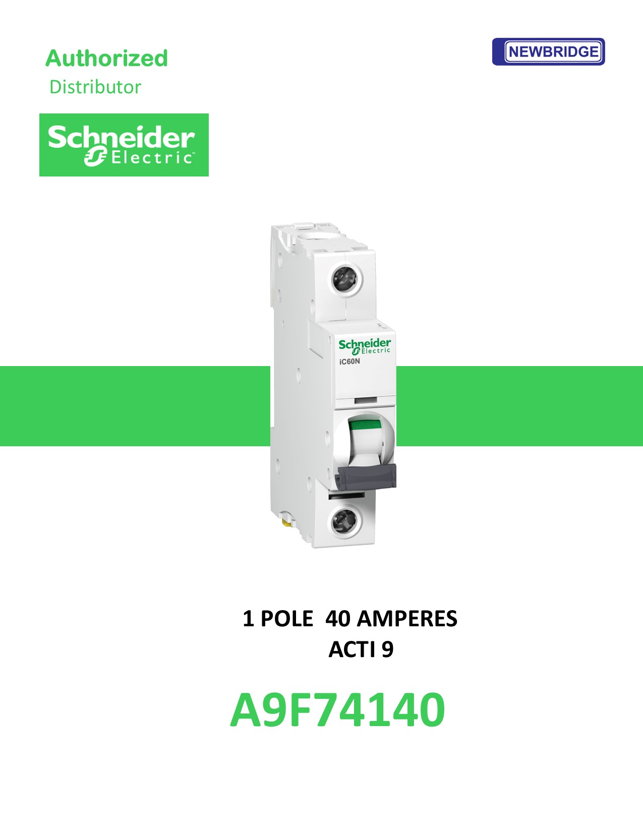 iC60N - miniature circuit breaker - 1P - 40A - C curve by Schneider - Newbridge A9F74140 | Lazada PH