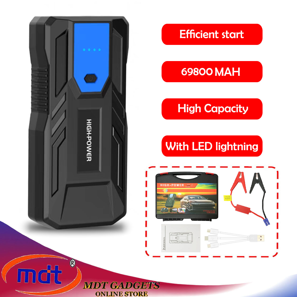 M33 High Power 12V Multi-Function Jump starter 69800mAh Emergency Power ...
