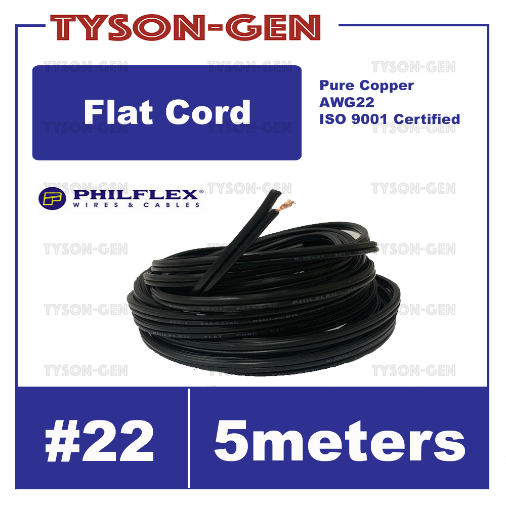 Philflex Flat Cord Wire #22 AWG 22 Pure Copper color black or white ...