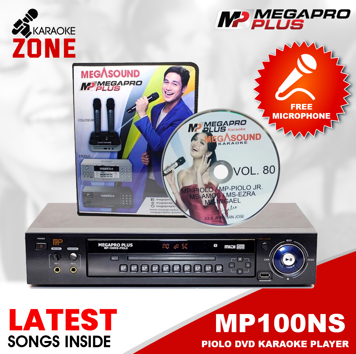 Megapro Plus MP 100NS / Karaoke Player Songbook and Vol. 81 CD and Wired Mic / MP 100 NS / MP ...