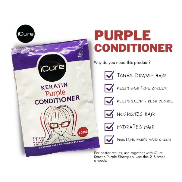 iCure Keratin Purple Shampoo or Conditioner Sachet 20ml | Lazada PH