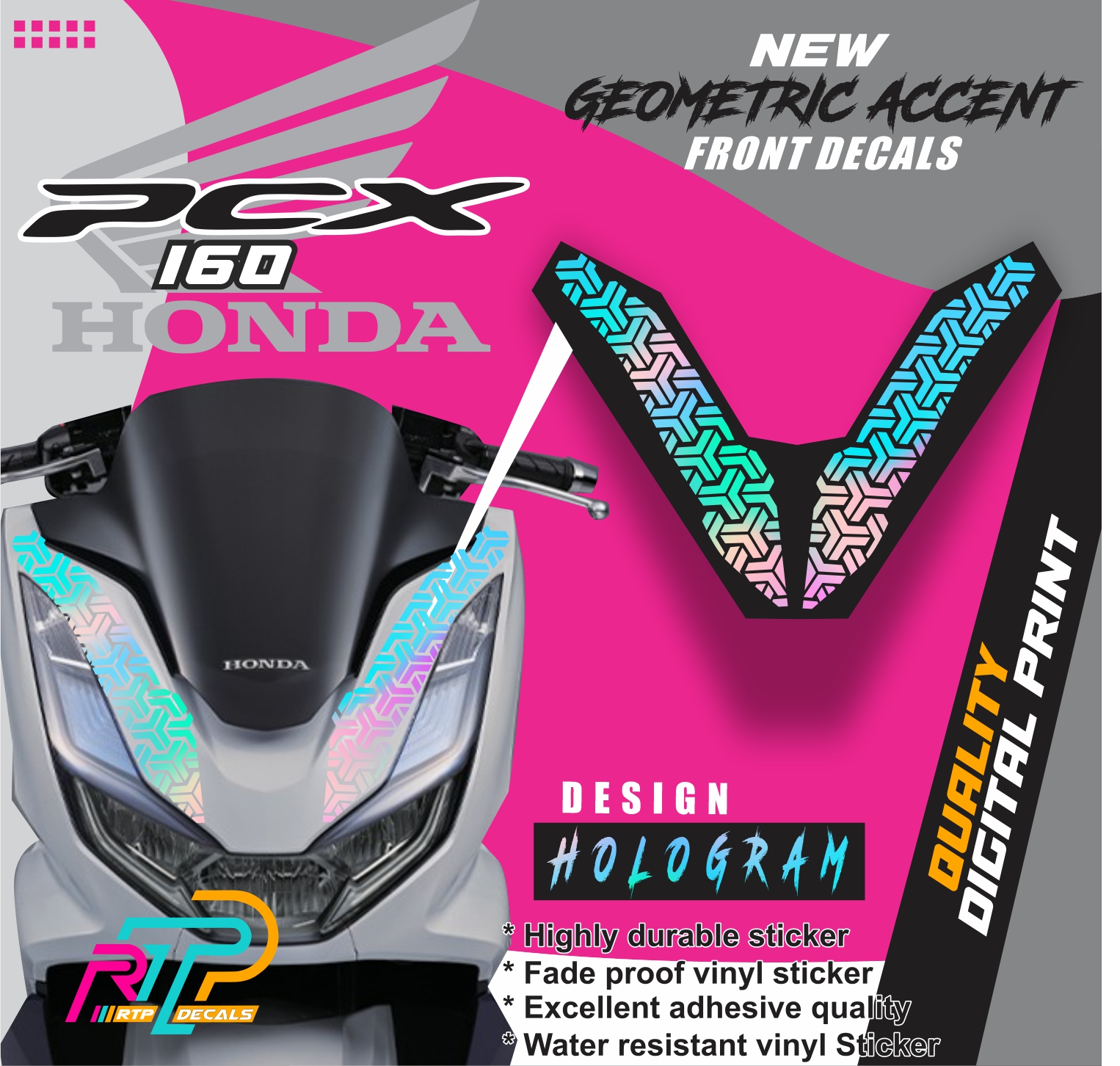 Honda Pcx 160 v1 Giometric Accent Front Cover Decals Sticker | Lazada PH