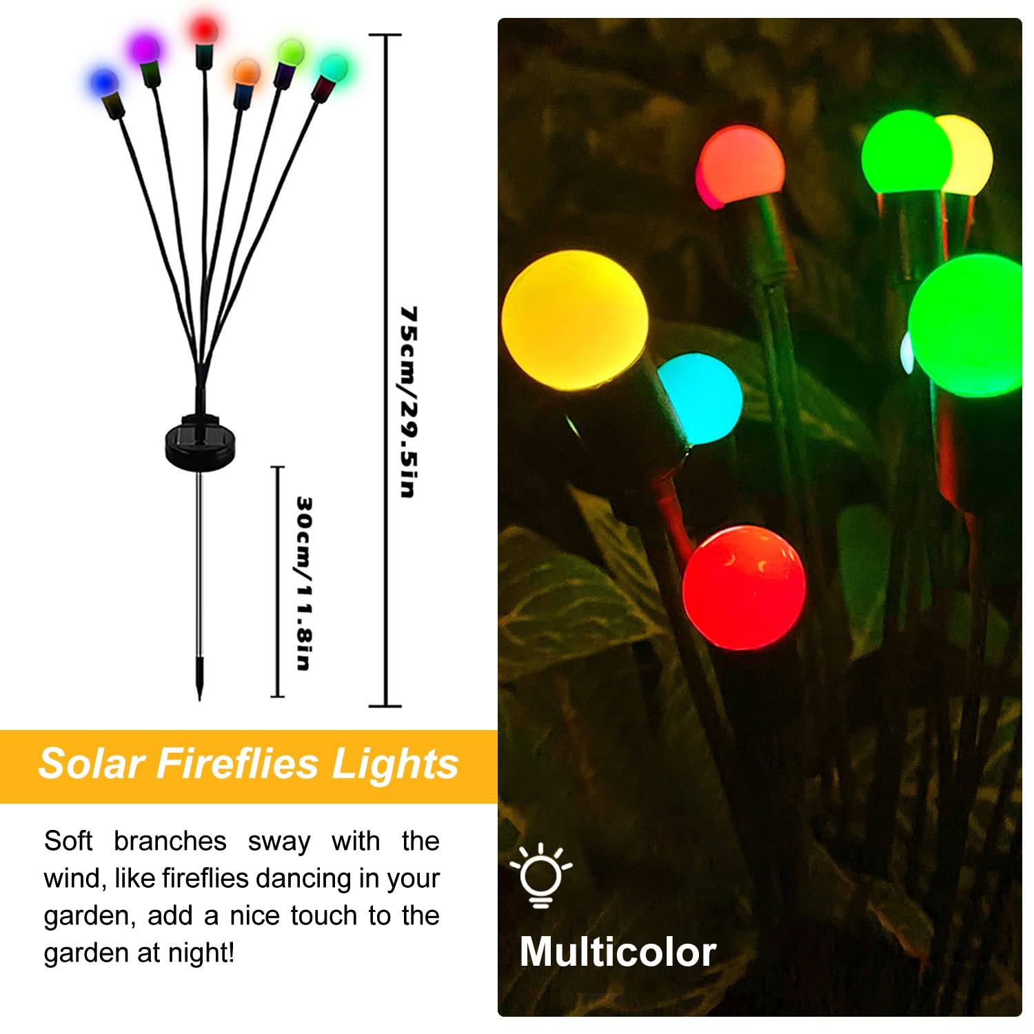 Solar Powered Firefly Lights Solar Garden LED Lamps Outdoor Waterproof Starburst Swaying Solar ...