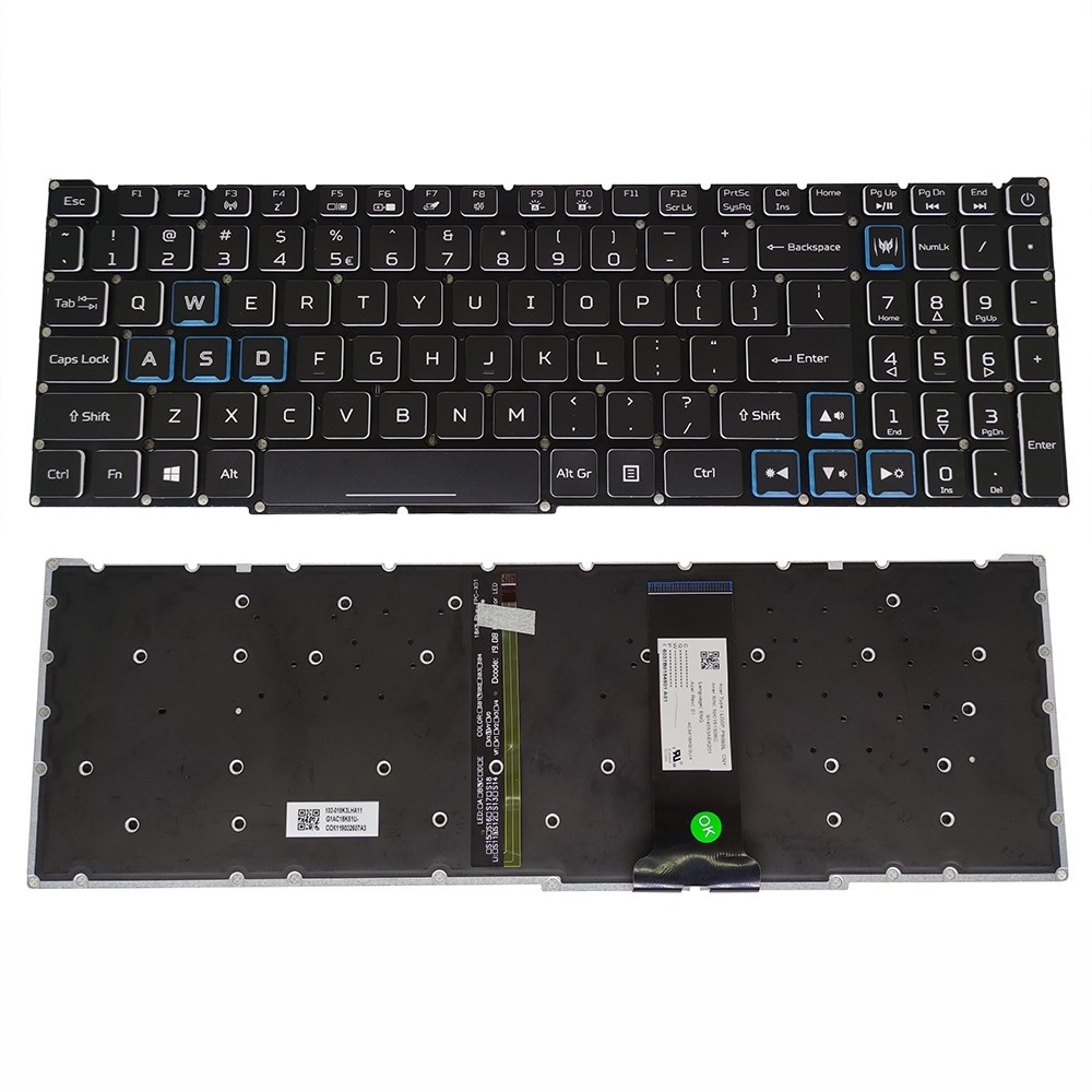 US RGB backlight keyboard For Acer Nitro 5 AN515-54 AN515-43 AN517-51 ...