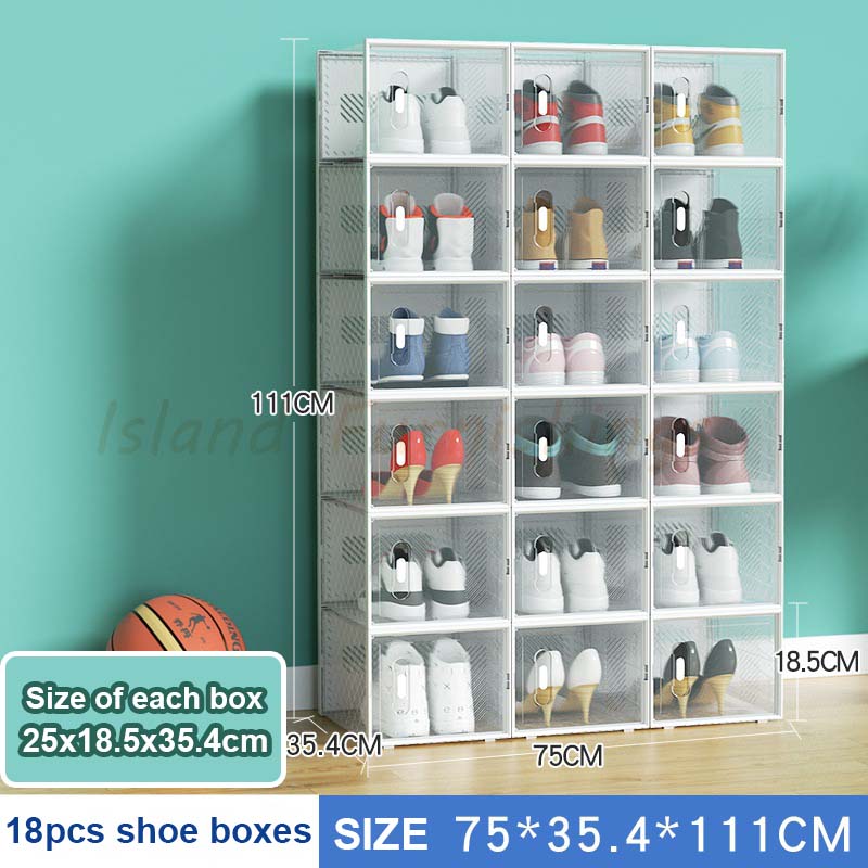 Shoe Storage Boxes Dust-Proof Stackable Large Storage Box with Magnetic Door Shoe Containers ...
