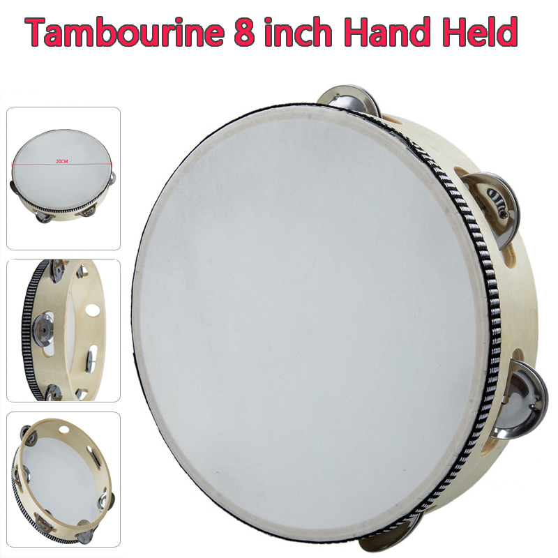 8 inch Tambourine Drum Musical Tambourine Round Percussion Gift for KTV ...