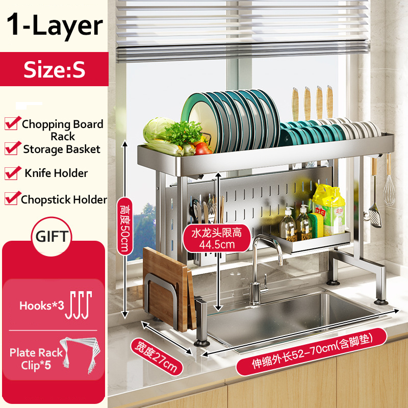 Thicken Kitchen Sink Storage Retractable Dish Rack Plate Drying Rack ...
