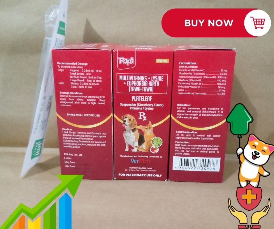 PAPI Plateleaf Multivitamins & Minerals Syrup for Dogs and Cats 120ml ...