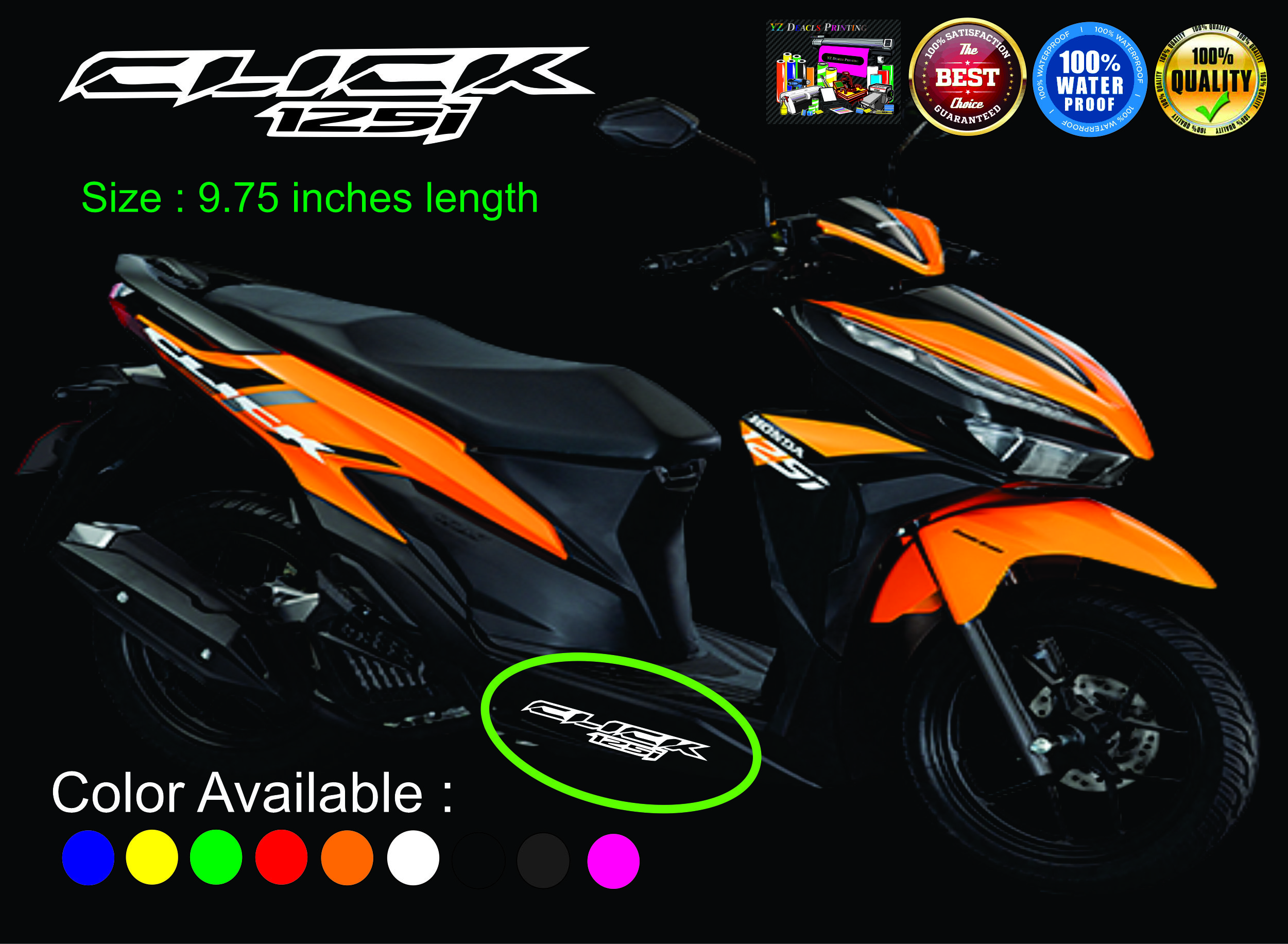 Click 125i Vinyl Sticker (Code - A9), Size : 10 inches length | Lazada PH