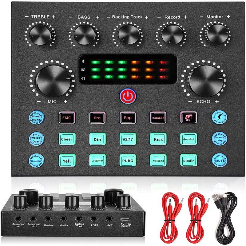 Rabbito V8s Sound Card Live Singing Equipment Audio Mixer Streaming Bluetooth Sound Effects For ...