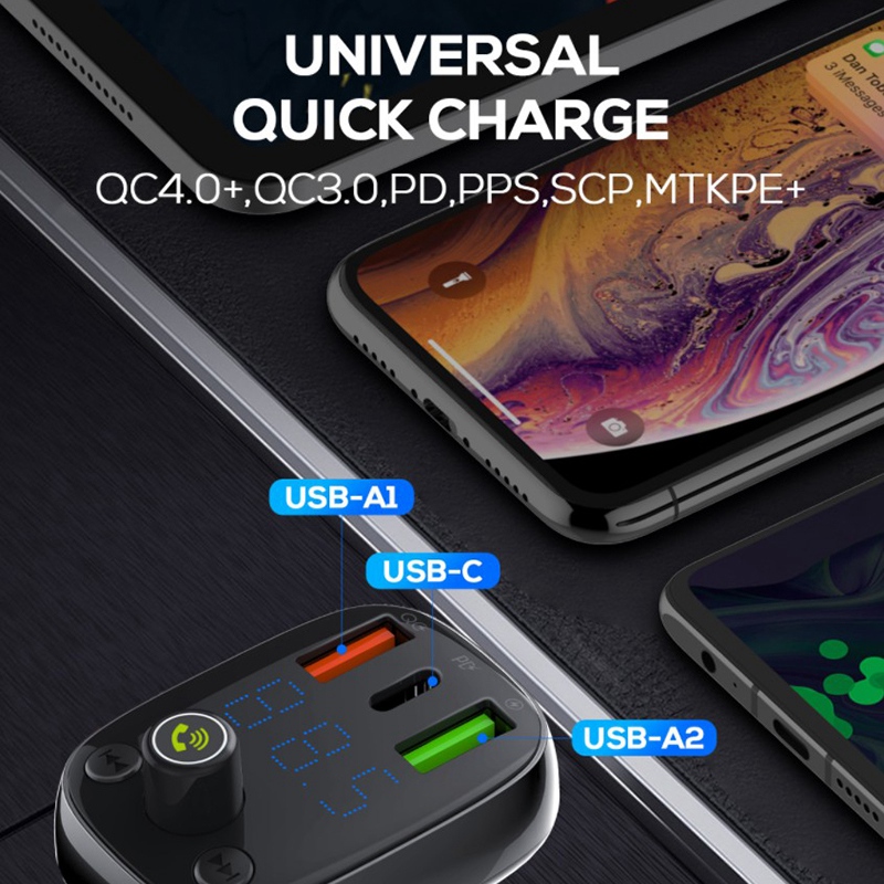 LDNIO C704Q 36W USB Car Type-C Mp3 Player Bluetooth Fast Charger ...