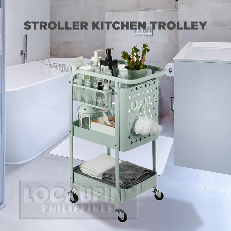 Locaupin 3-Tier Metal Storage Rolling Cart Modern Design Kitchen Office ...