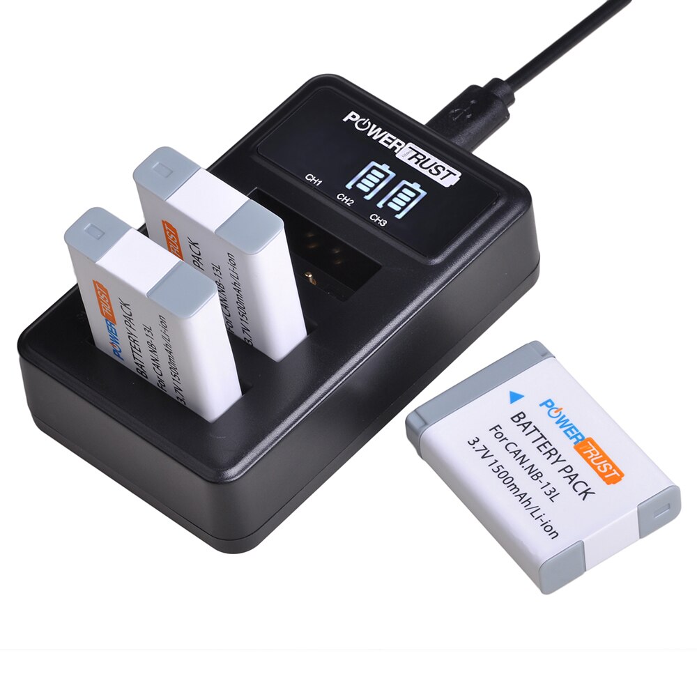 2Pcs NB-13L NB13L NB 13L Battery LED 3-Slots Charger For Canon Powershot G5X G7X G9X G7 X Mark ...