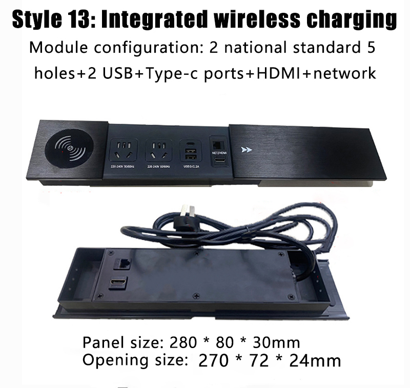 Recessed Power Socket,with USB Ports Wireless Charging Station for ...