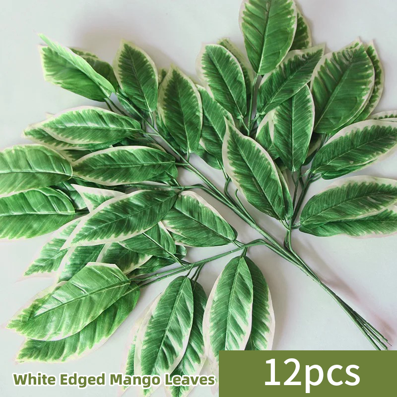 12 pieces Simulated branches, mango leaves, shopping malls, decorative ...
